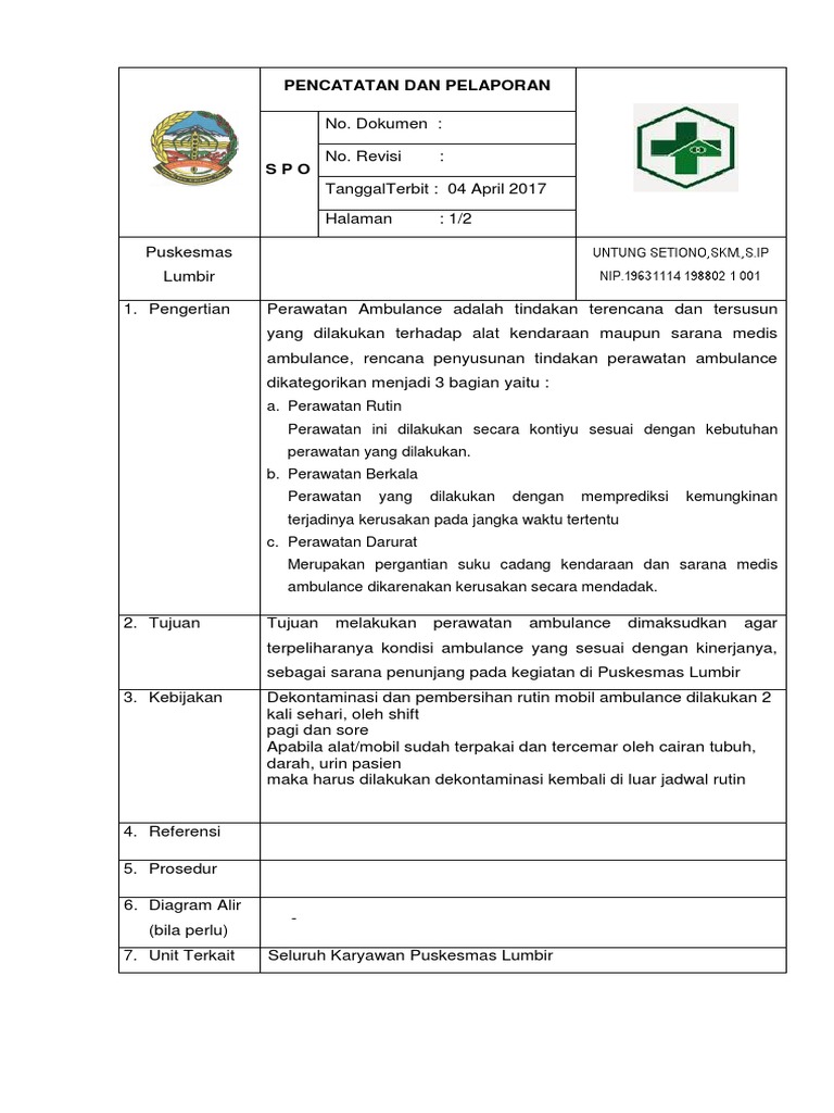Sop Perawatan Ambulance | PDF