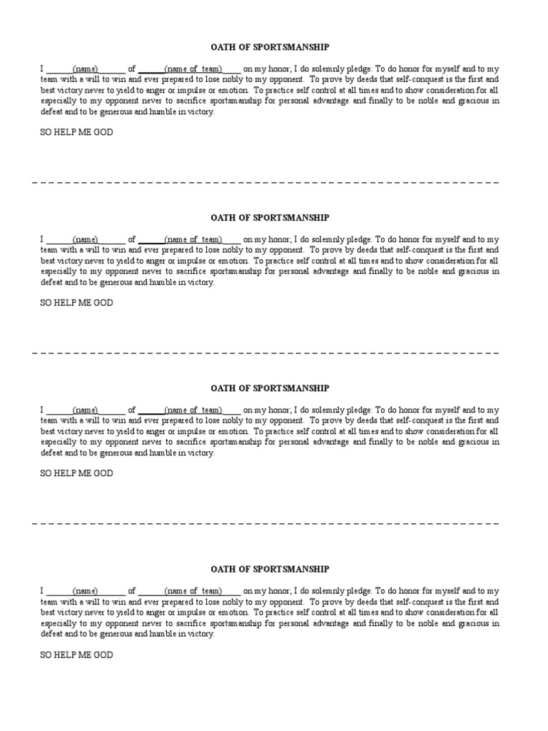 Oath of Sportsmanship | PDF | Emotions | Rules