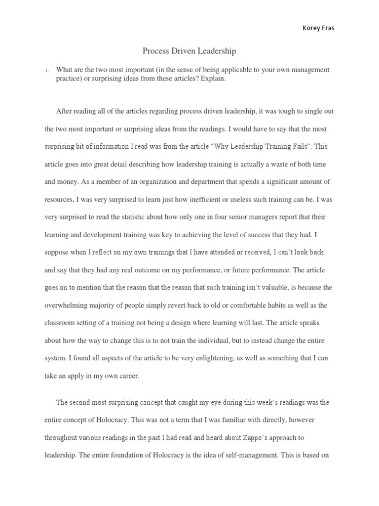 Process Driven Leadership - Korey Fras | PDF | Leadership | Reliability ...