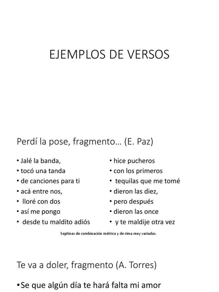 Ejemplos de Versos | Metro (poesía) | Forma poética