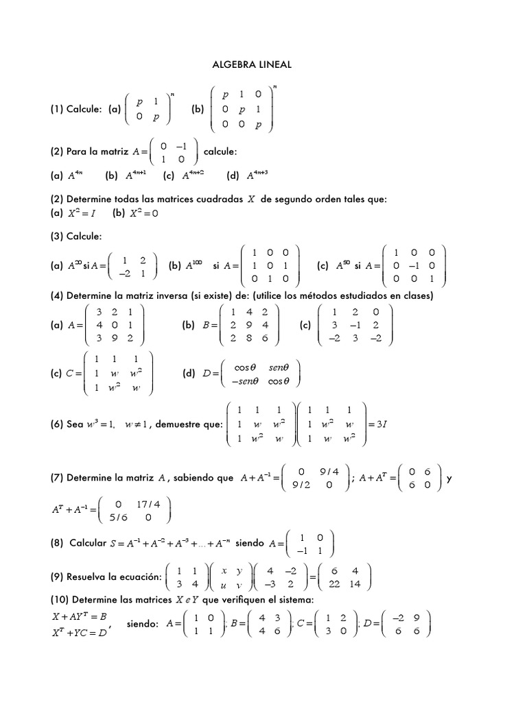 Guia Matrices 2 Pdf Matrix Mathematics Functional Analysis