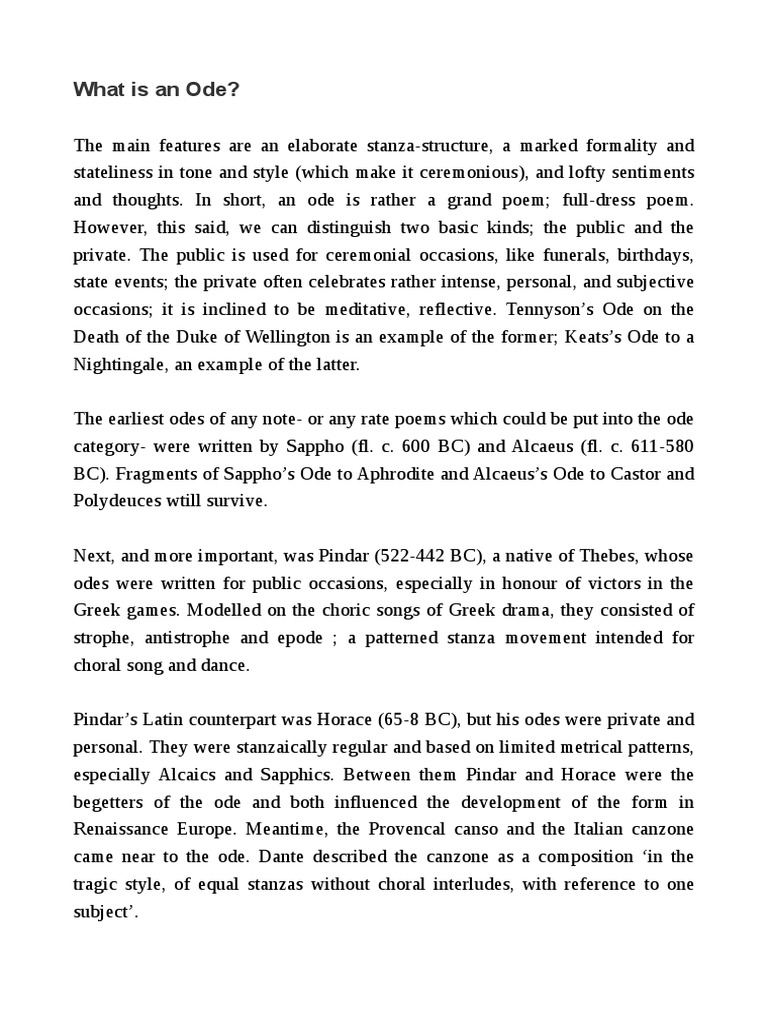 What Is An Ode? | PDF