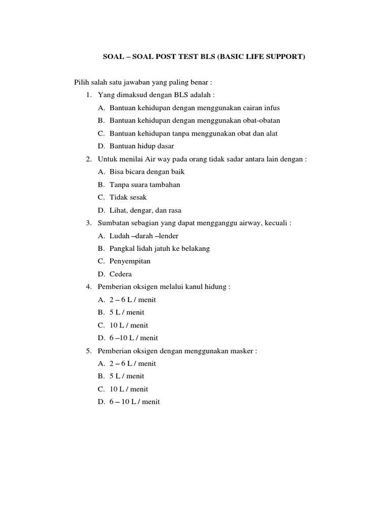 Soal BLS | PDF | Kesehatan Holistik | Sains & Matematika
