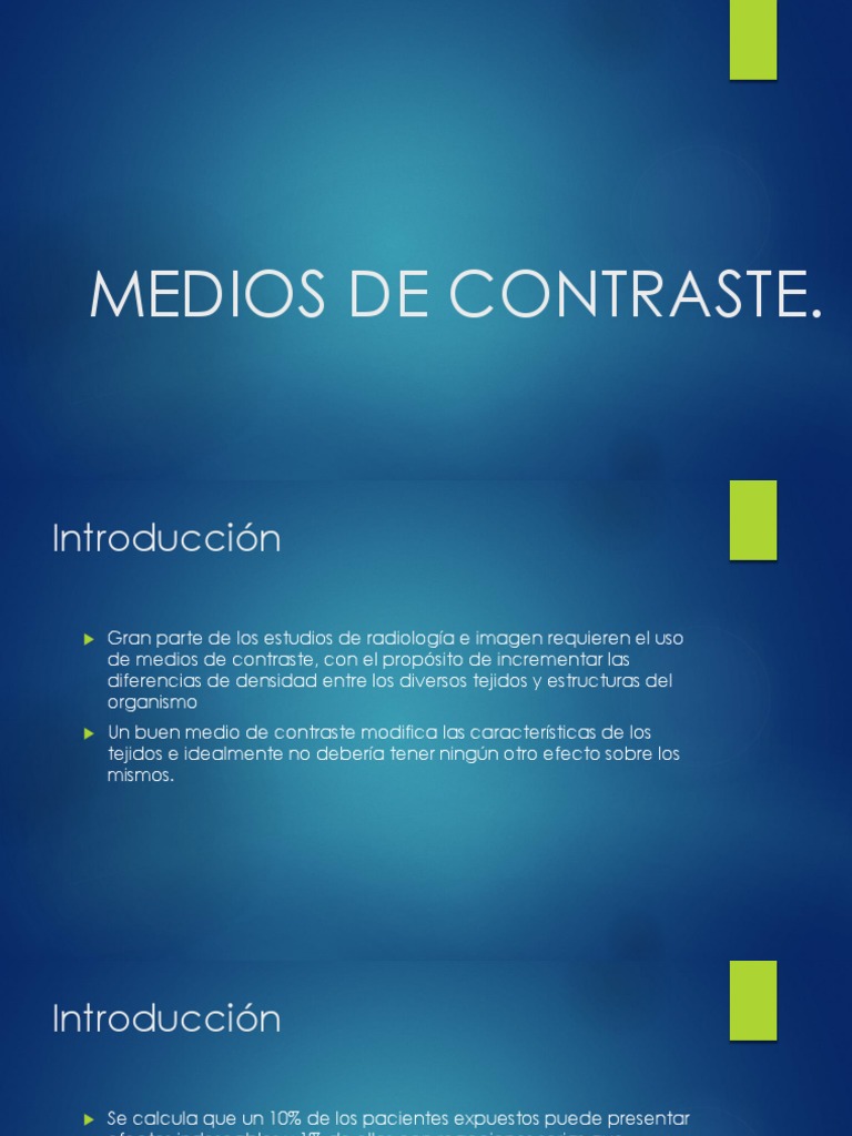 Medios de Contraste | PDF | Sodio | Especialidades Medicas