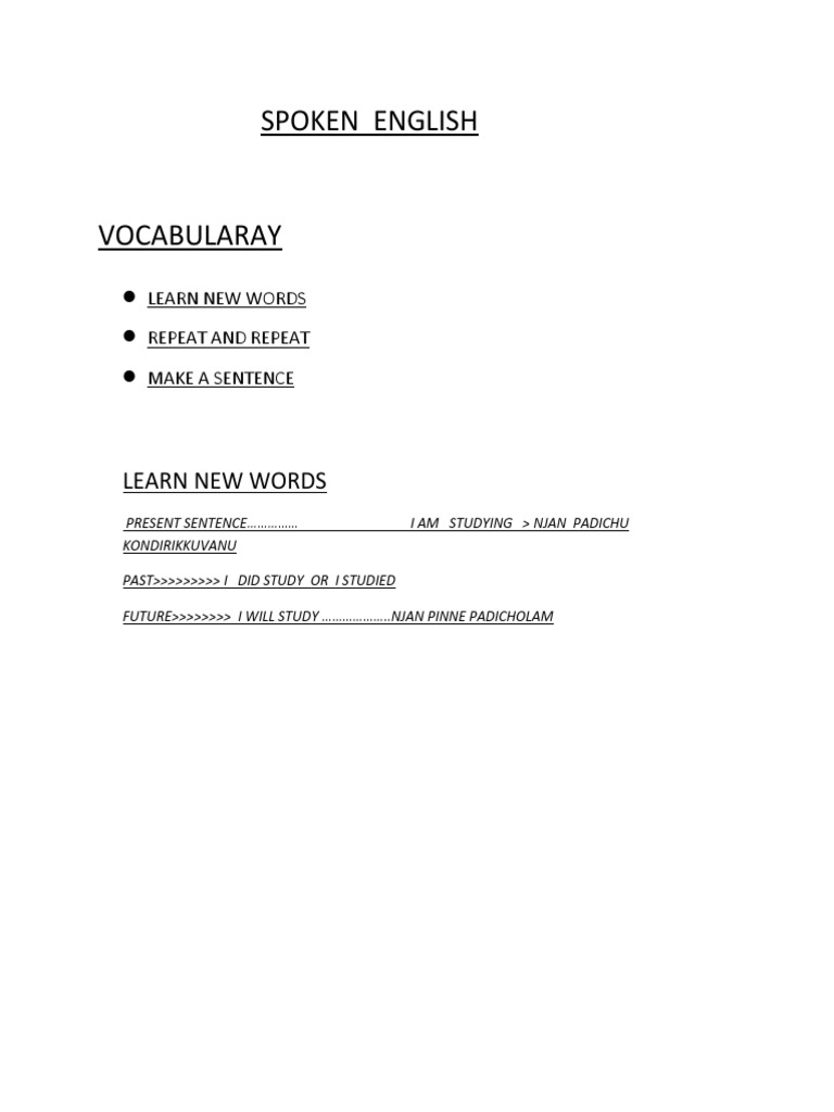 Learn English vocabulary by repeating words and sentences | PDF