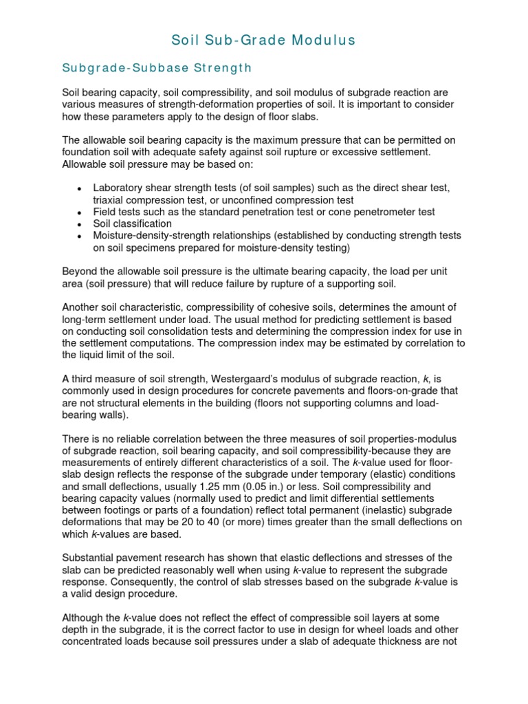 Soil Sub-Grade Modulus | PDF | Young's Modulus | Soil