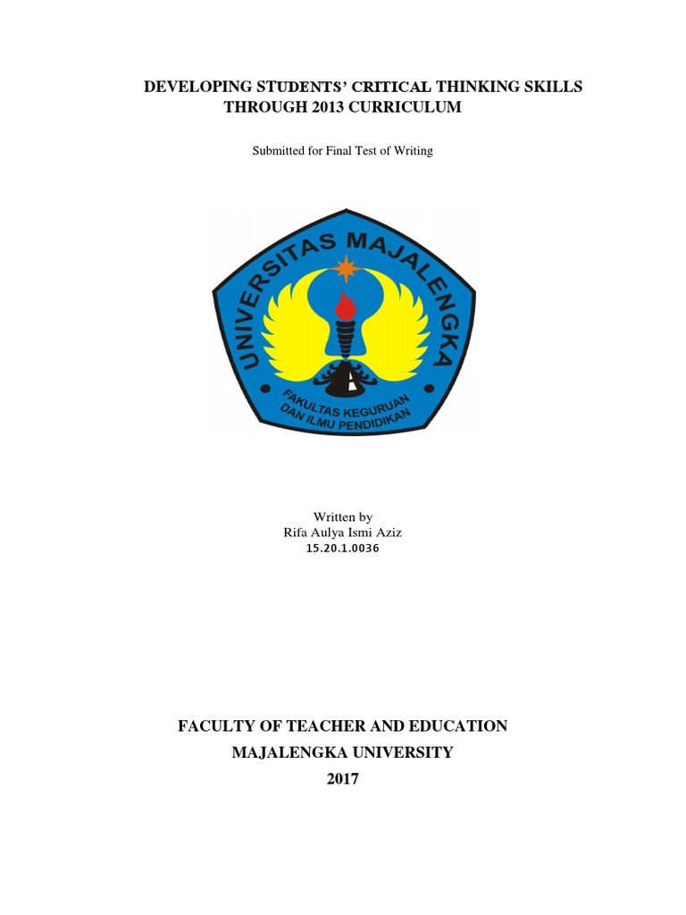 Developing Students' Critical Thinking Skills Through 2013 Curriculum | PDF