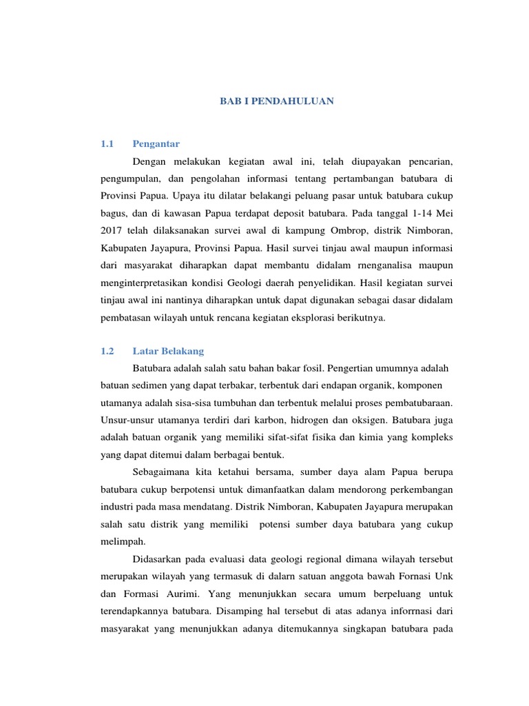 Laporan Eksplorasi Batubara | PDF