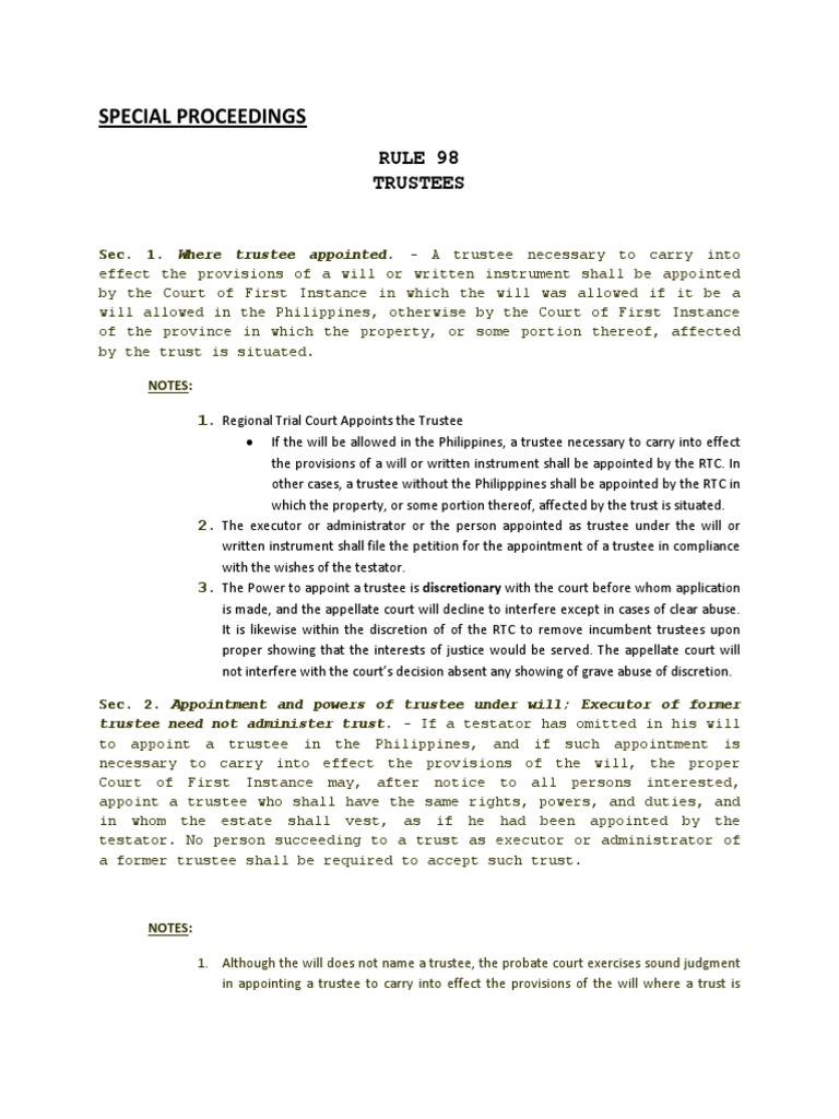 Appointment and Powers of Trustees Under Wills and Written Instruments ...