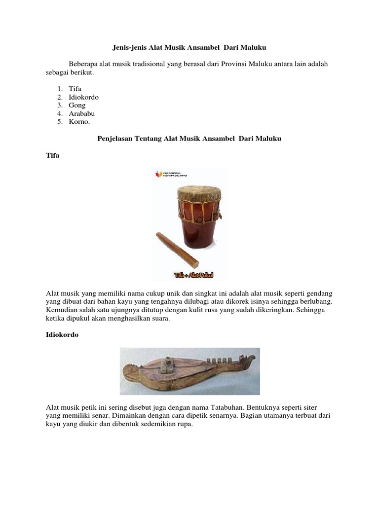 Alat Musik Tradisional Maluku | PDF