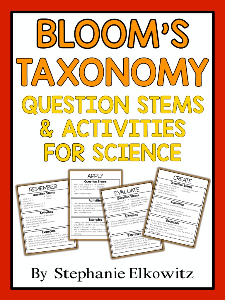Blooms Taxonomy Question Stems and Activities For Science | PDF ...