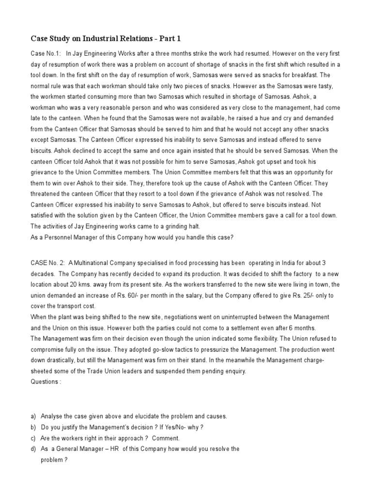 Case Study On Industrial Relations | PDF | Government | Economies