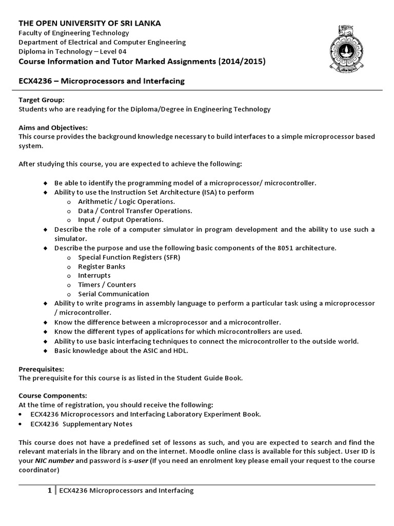 Microprocessors and Interfacing Course Guide | PDF | Microcontroller ...