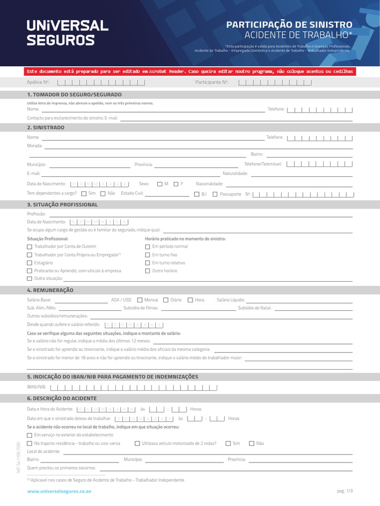 Mod Participação Sinistro - Universal Seguros AO | PDF | Seguro | Salário