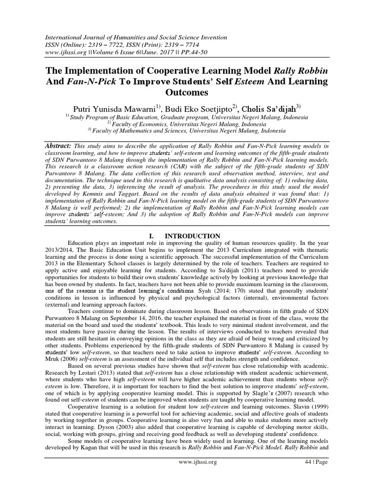 The Implementation of Cooperative Learning Model Rally Robbin and Fan-N ...