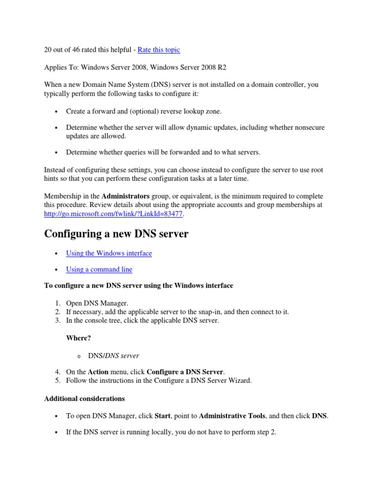 Configure DNS Server on Windows Server | PDF | Active Directory ...