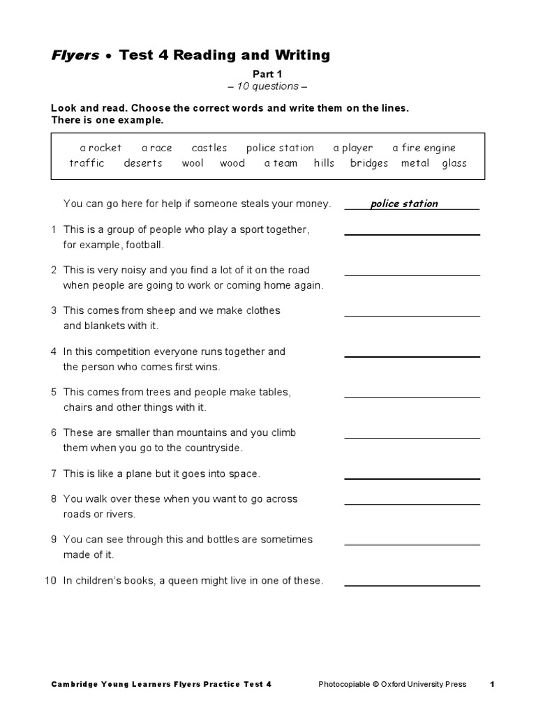 Flyers Reading and Writing Test 4 PDF | PDF | Desert | Sahara