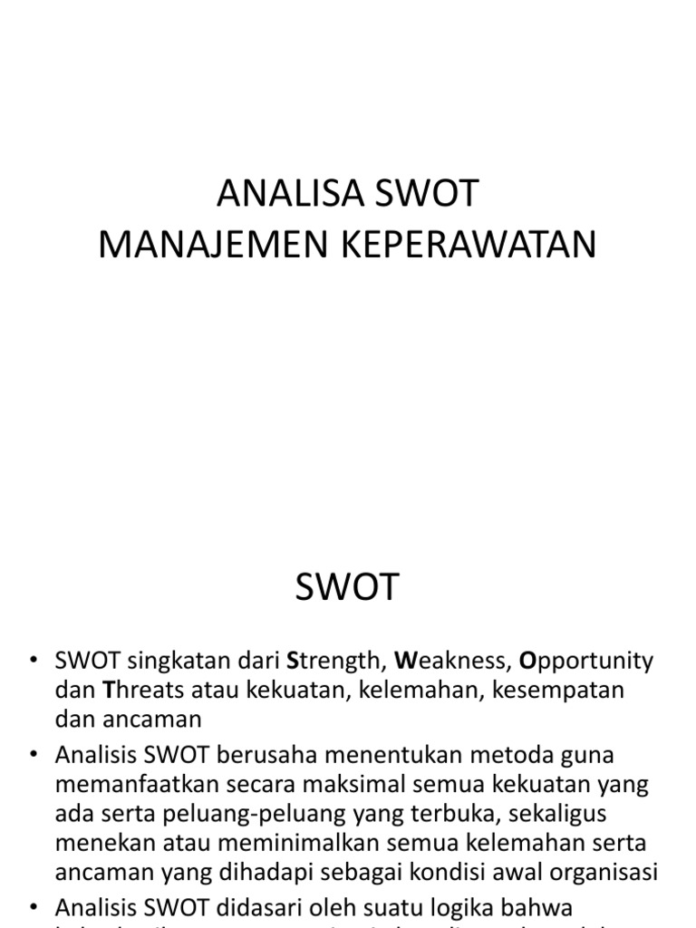 Analisa SWOT Manajemen Keperawatan | PDF