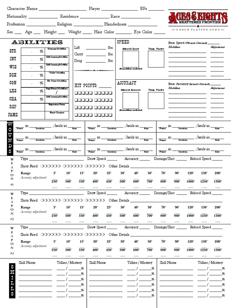 A&8 Character Sheet 1.06 PDF | PDF | Horses | Leisure