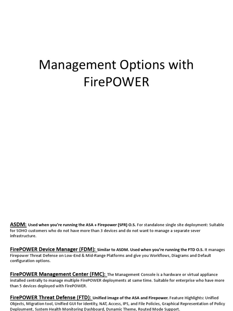 Management Options FirePOWER | PDF | Firewall (Computing) | Areas Of Computer Science