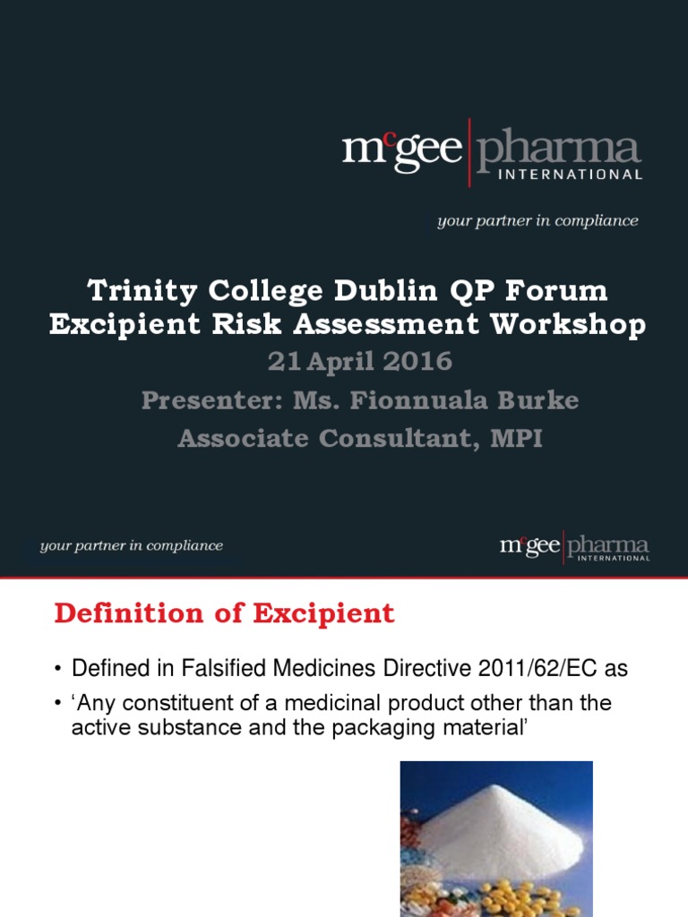 Excipient Risk Assessment Guidelines | PDF | Quality Management System ...