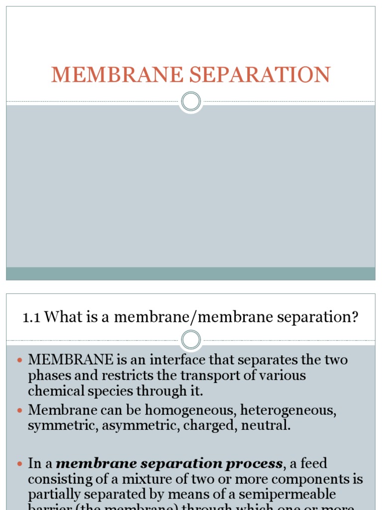 Overview of Membrane Separation Techniques | PDF | Membrane | Membrane ...