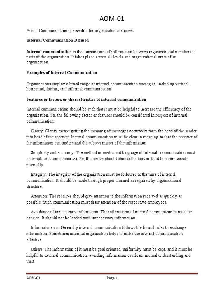 AOM-01 | Communication | Information