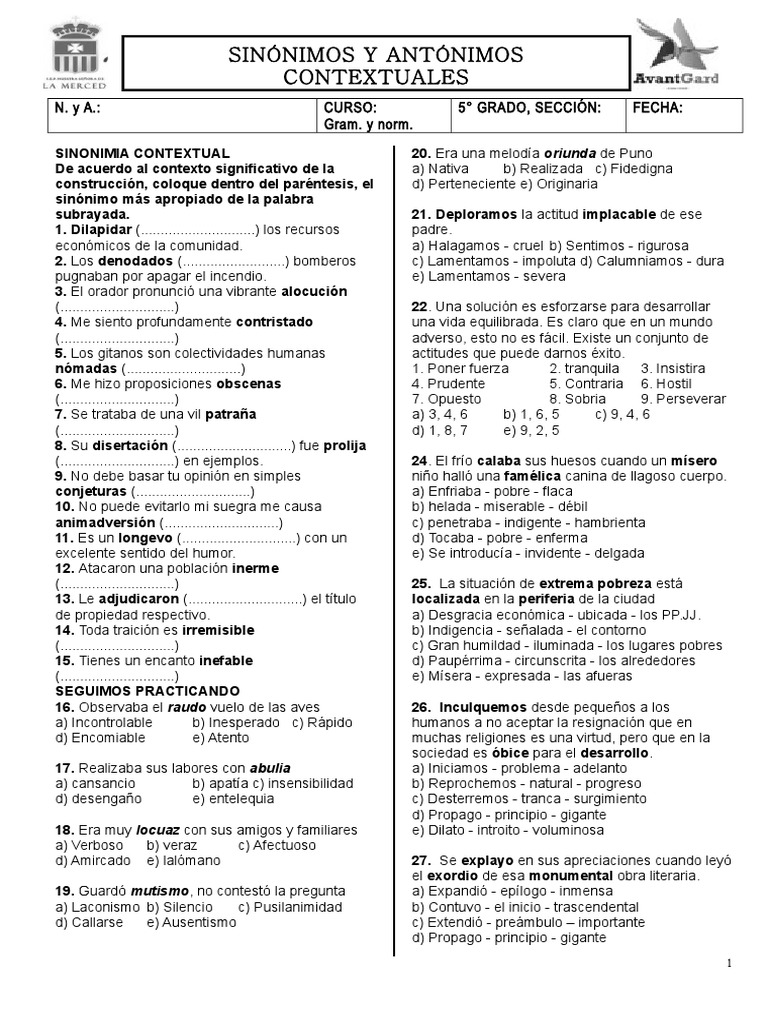 Sinónimos y Contexto en Gramática | PDF | Pecado | Religión y creencia