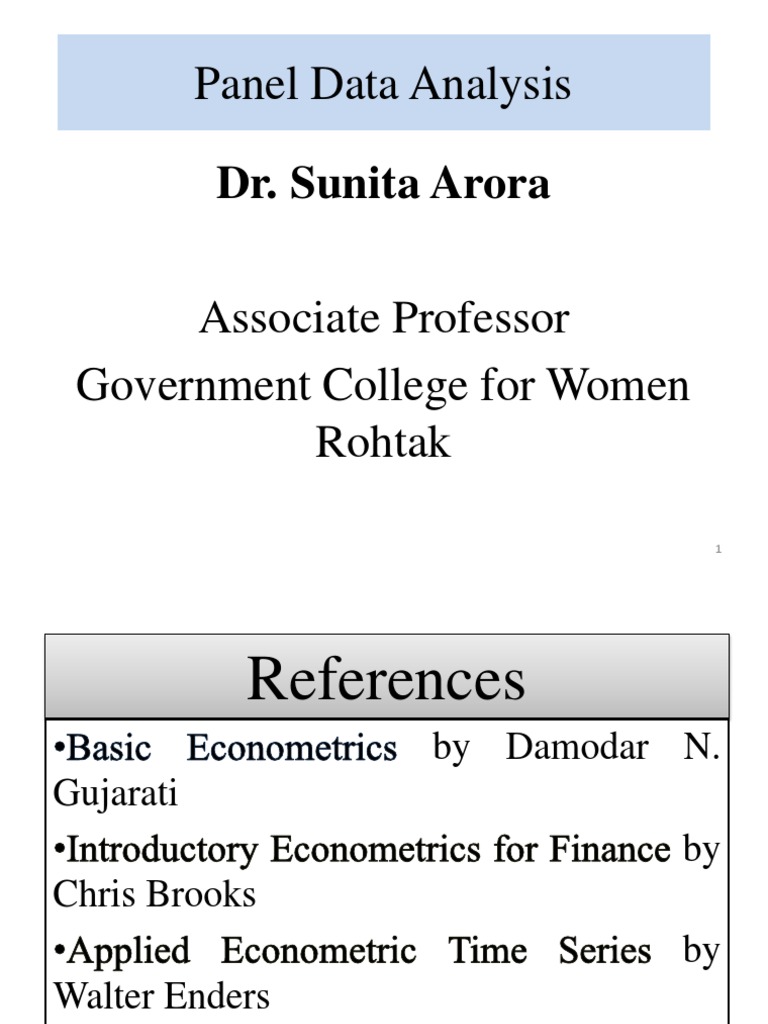 Panel Data Analysis Sunita Arora | Download Free PDF | Ordinary Least ...