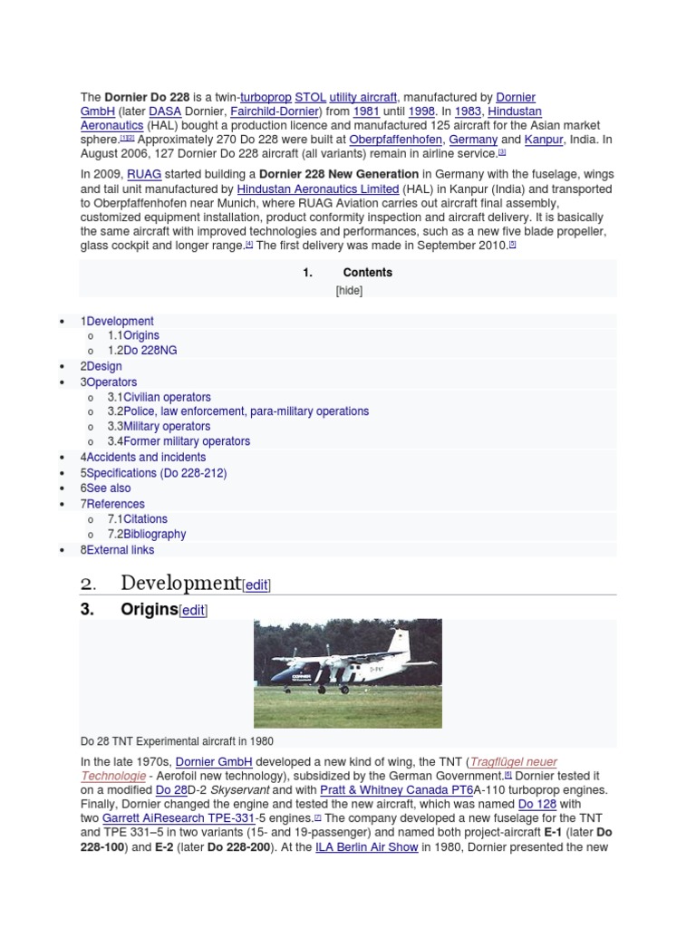Dornier Do 228: Versatile STOL Aircraft | PDF | Aerospace | Aeronautics