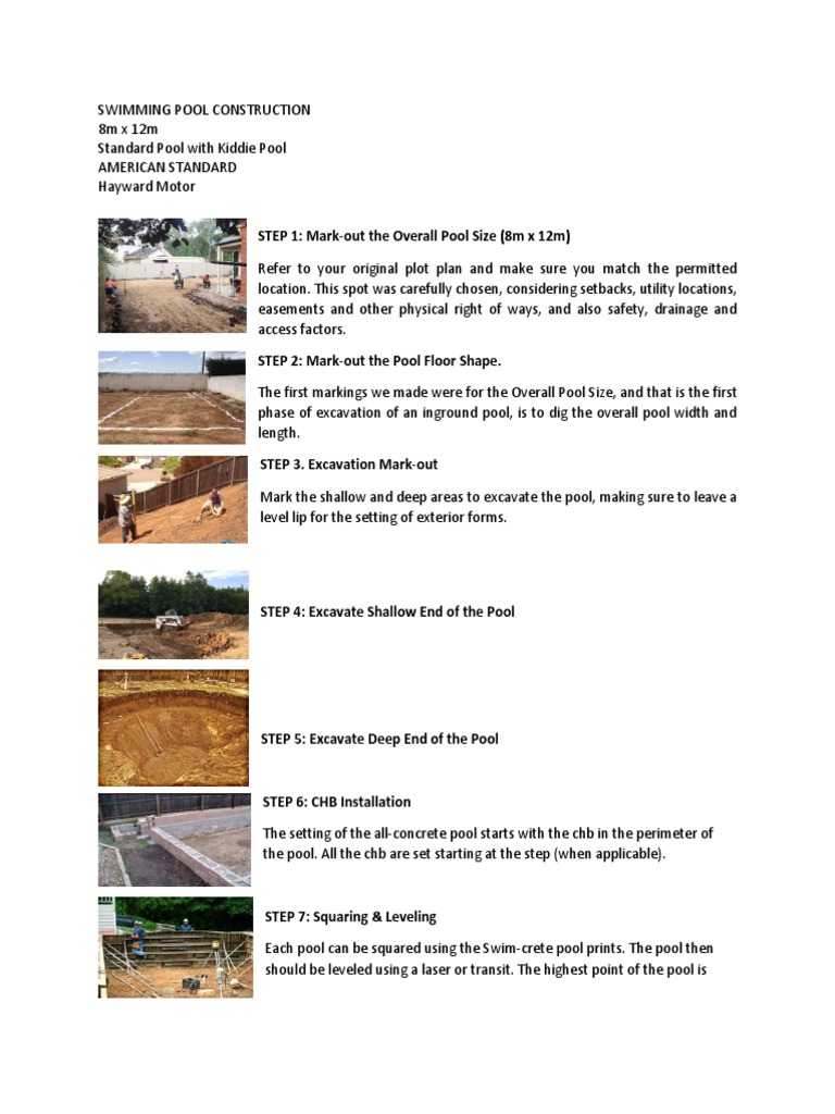 Swimming Pool Construction Methodology | PDF | Swimming Pool | Plumbing