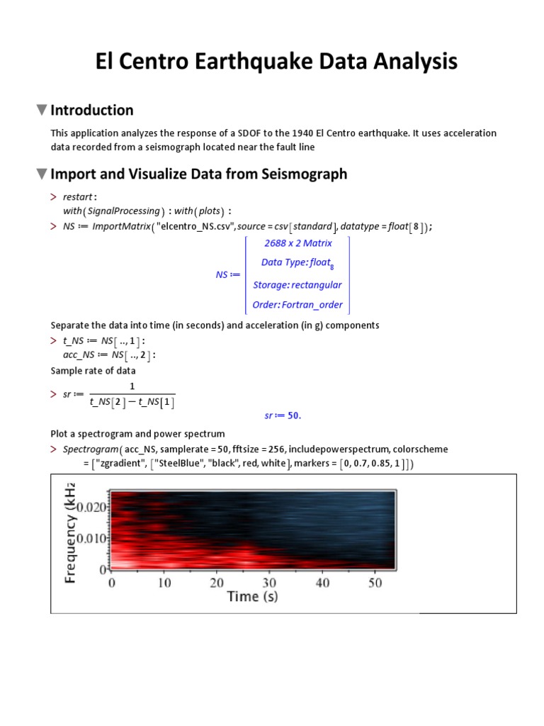 El Centro Earthquake Data Analysis | PDF | Signal Processing | Applied ...