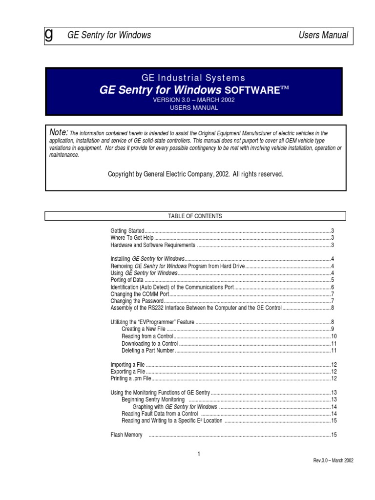 GE Sentry For Windows Manual Ver3-0 | PDF | Microsoft Windows | Computer File