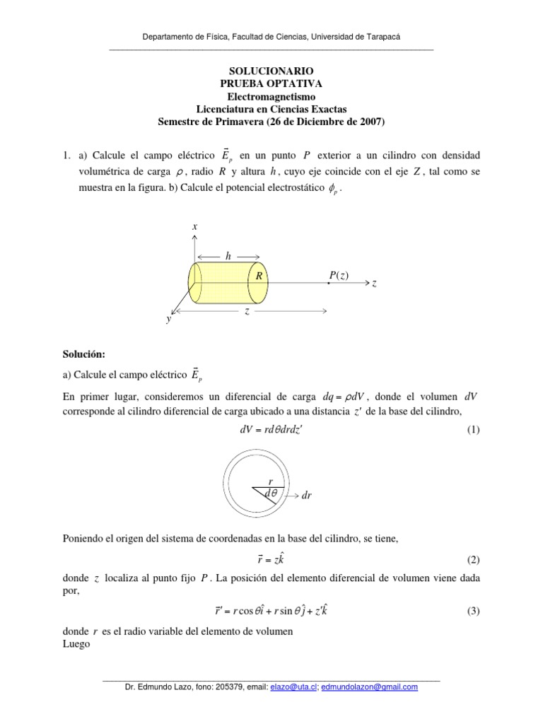Solucionario Optativa Electromagnetismo | PDF | Integral | Campo magnético