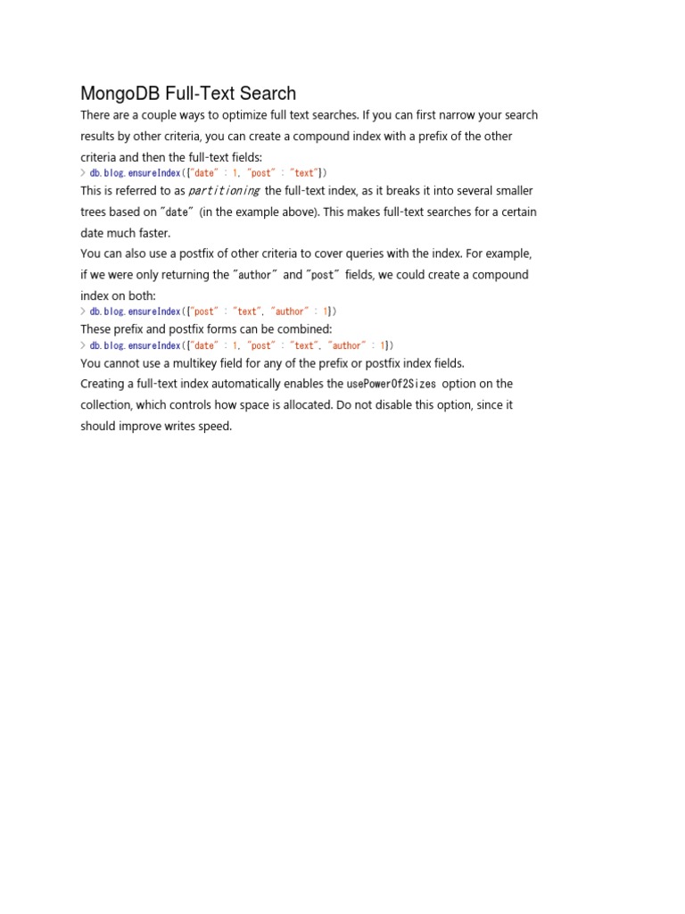 MongoDB Full Text Search | PDF