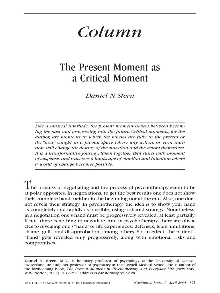 The Present Moment As A Critical Moment. | PDF | Time | Psychotherapy