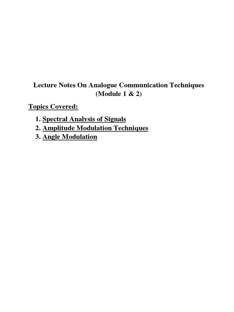 Analog Communication Techniques | PDF | Frequency Modulation | Detector ...