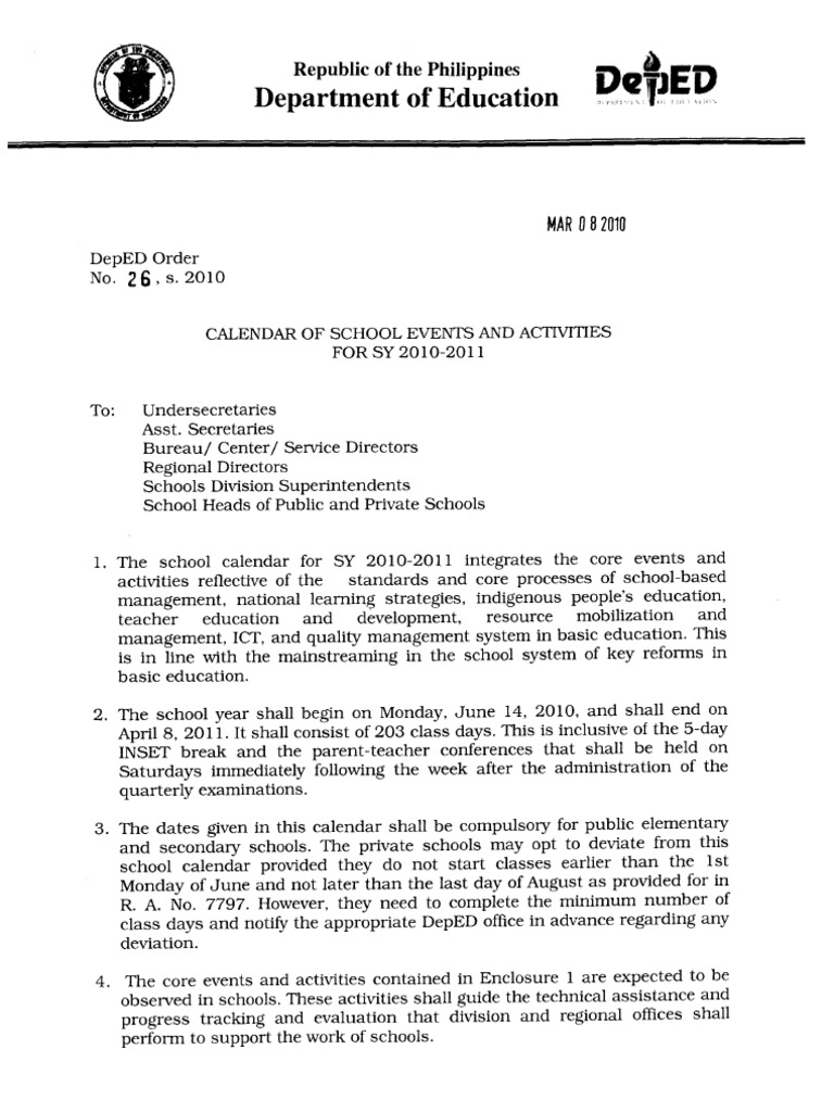 DepEd Order No. 26 S. 2010 | PDF