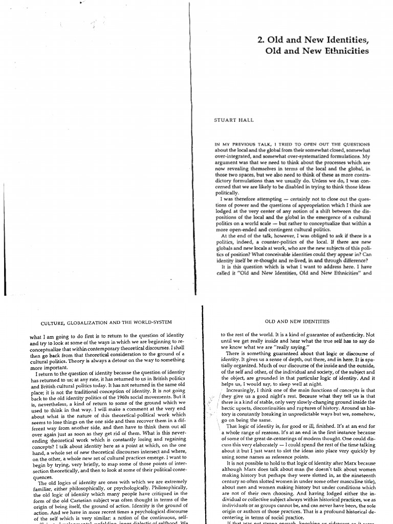 Hall - Old - and - New - Identities - Ethnicities Stuart Hall PDF | PDF ...