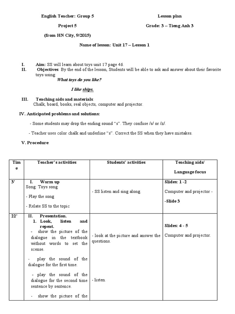 Lesson Plan Grade 3 | PDF | Lesson | Lesson Plan