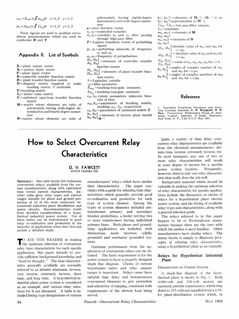 How To Select Overcurrent Relay Characteristics PDF | PDF | Relay ...