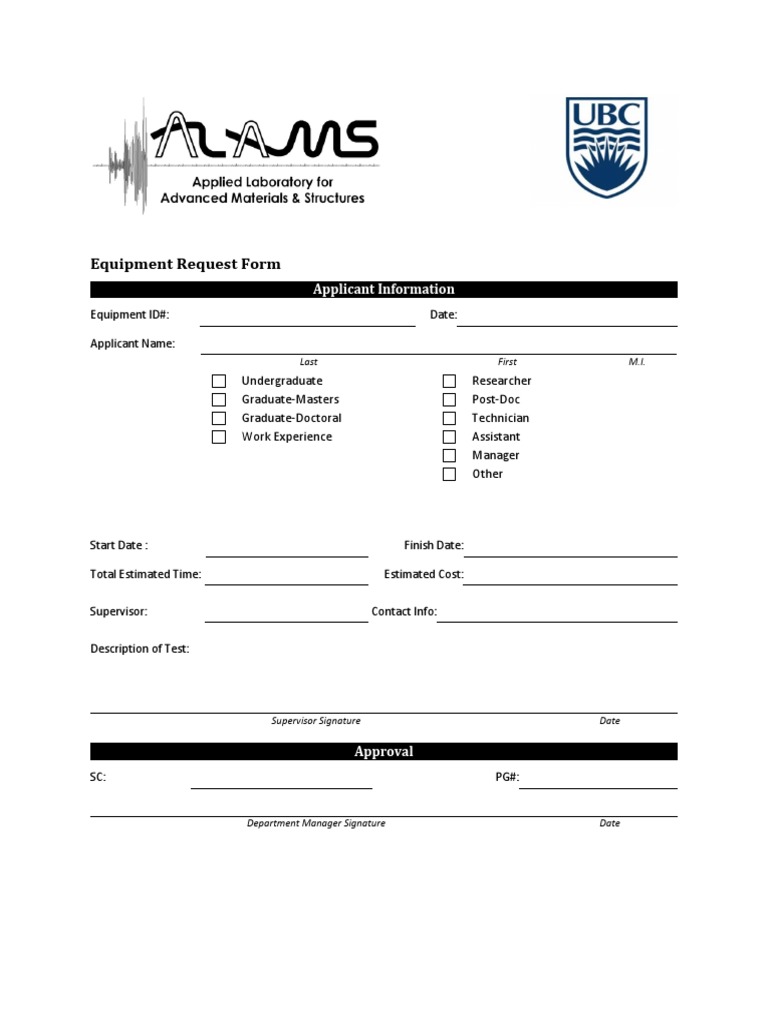 Equipment Request Form Template | PDF