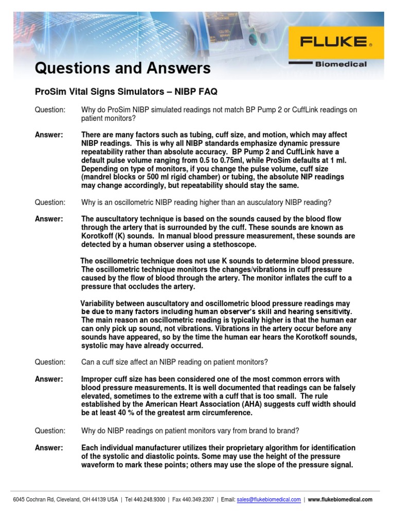 Questions and Answers: Prosim Vital Signs Simulators - Nibp Faq | PDF ...