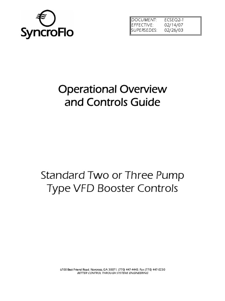 Operational Overview and Controls Guide for Standard Two or Three Pump ...
