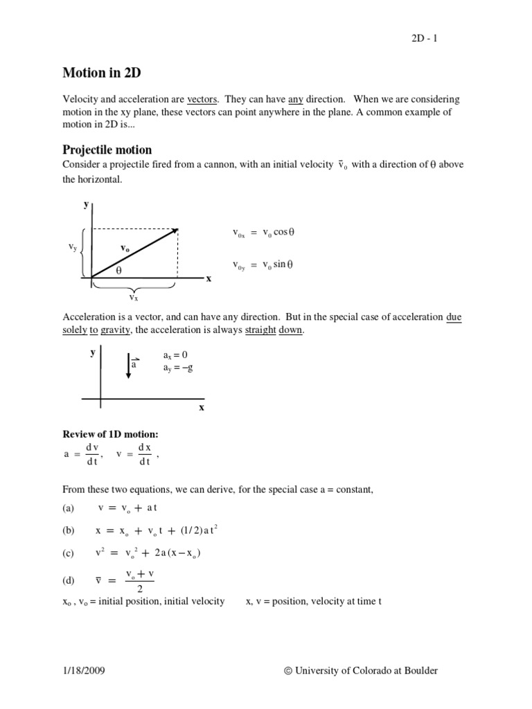 Motion in 2D PDF | PDF | Acceleration | Temporal Rates
