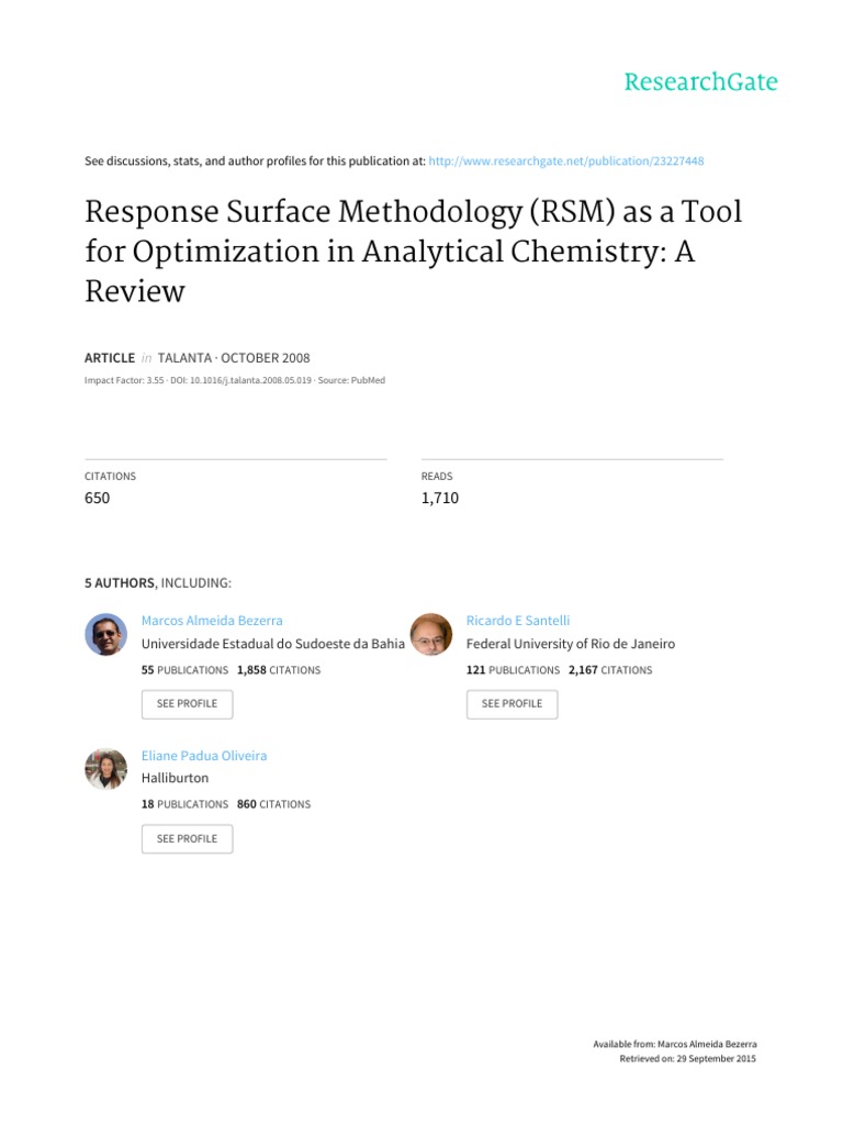 RSM - A Review | PDF | Errors And Residuals | Regression Analysis