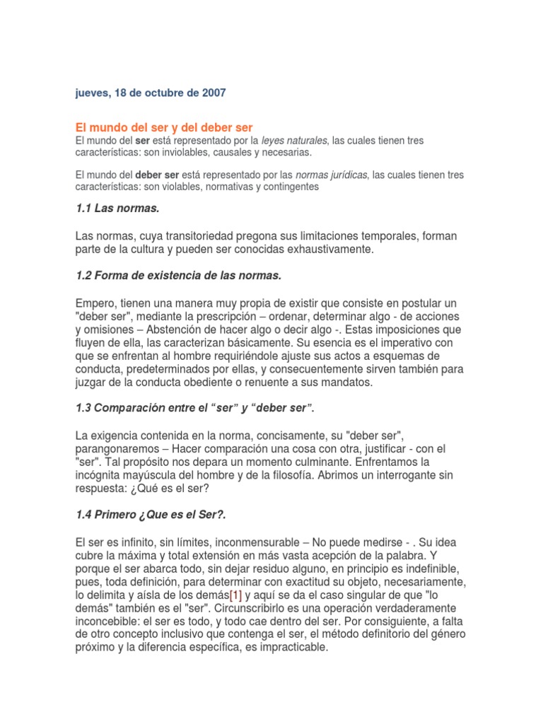 Mundo Del Ser y Deber Ser | PDF | Proposición | Existencia