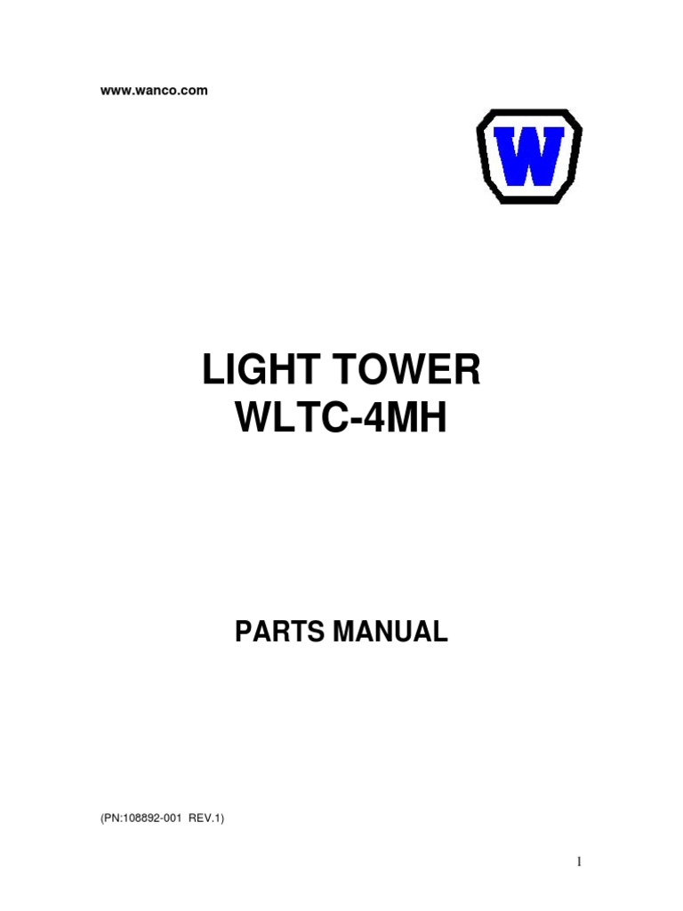 Wanco WLTC-4MH Light Tower Parts Manual: Comprehensive guide to ...