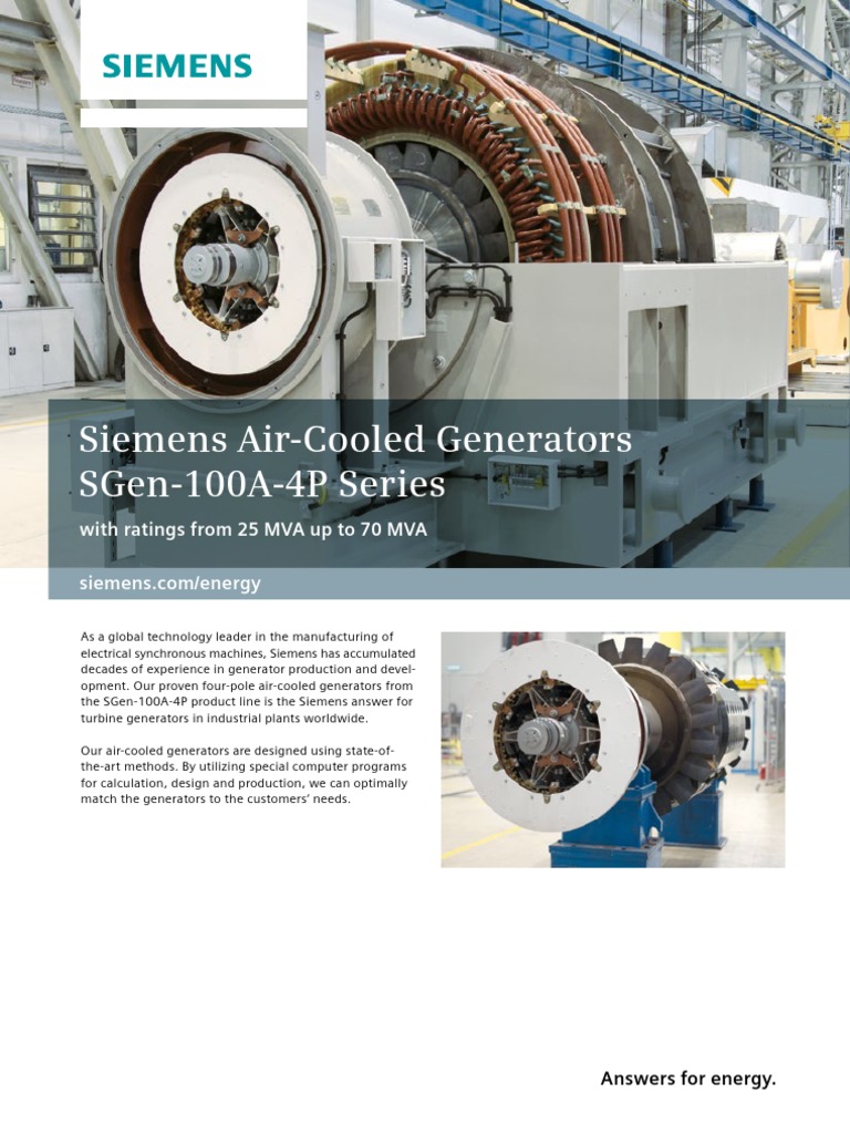 Siemens Air Cooled Generators Sgen 100a 4p Brochure PDF | PDF ...