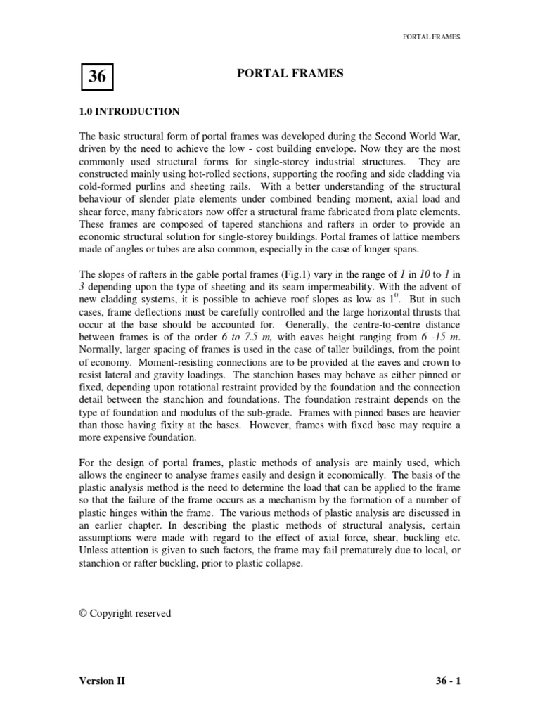 Portal Frames PDF | PDF | Buckling | Bending